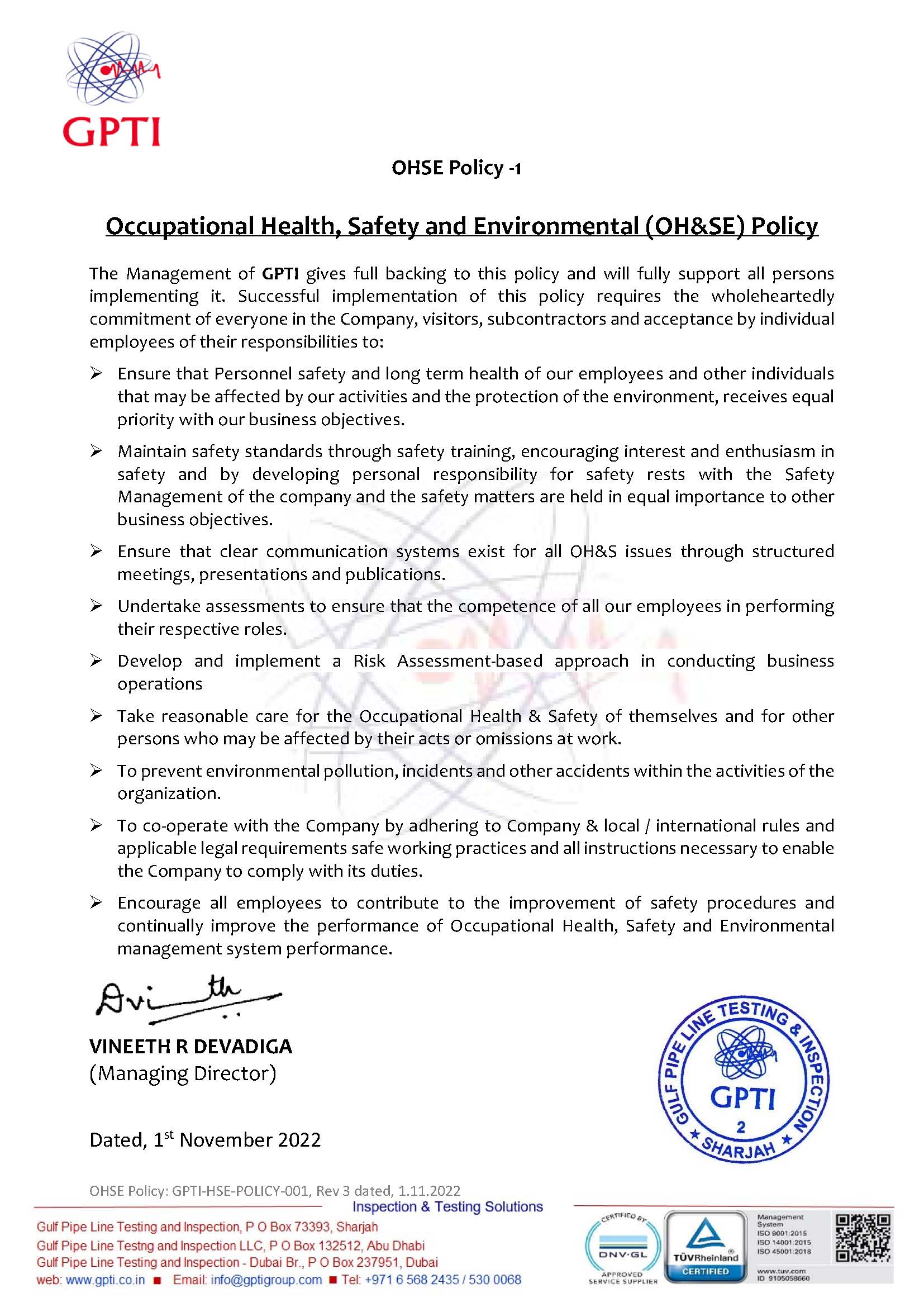 Gulf Pipe line Testing & Inspection