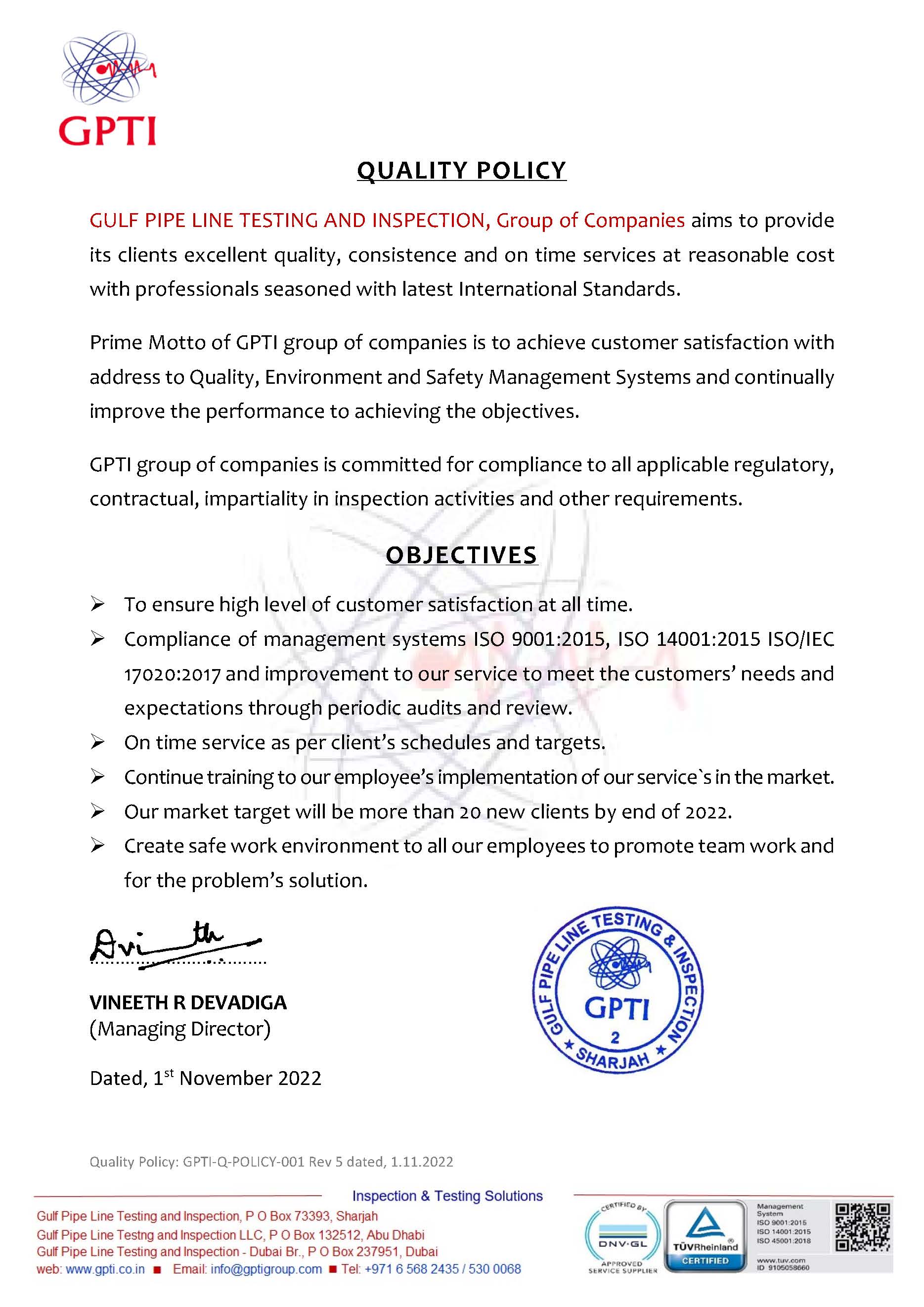 Gulf Pipe line Testing & Inspection