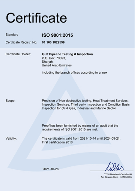 Gulf Pipe line Testing & Inspection
